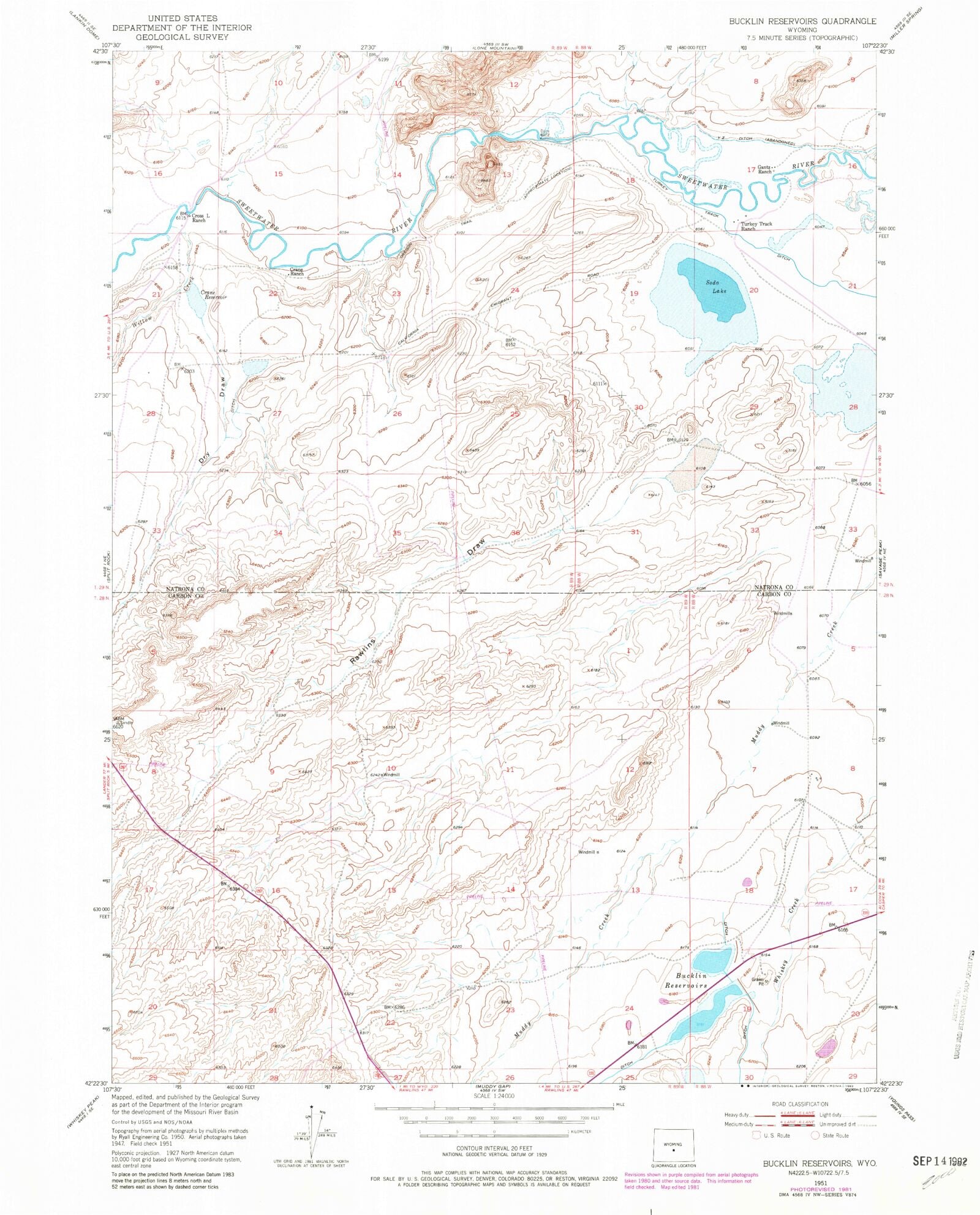 Classic USGS Bucklin Reservoirs Wyoming 7.5'x7.5' Topo Map – MyTopo Map ...