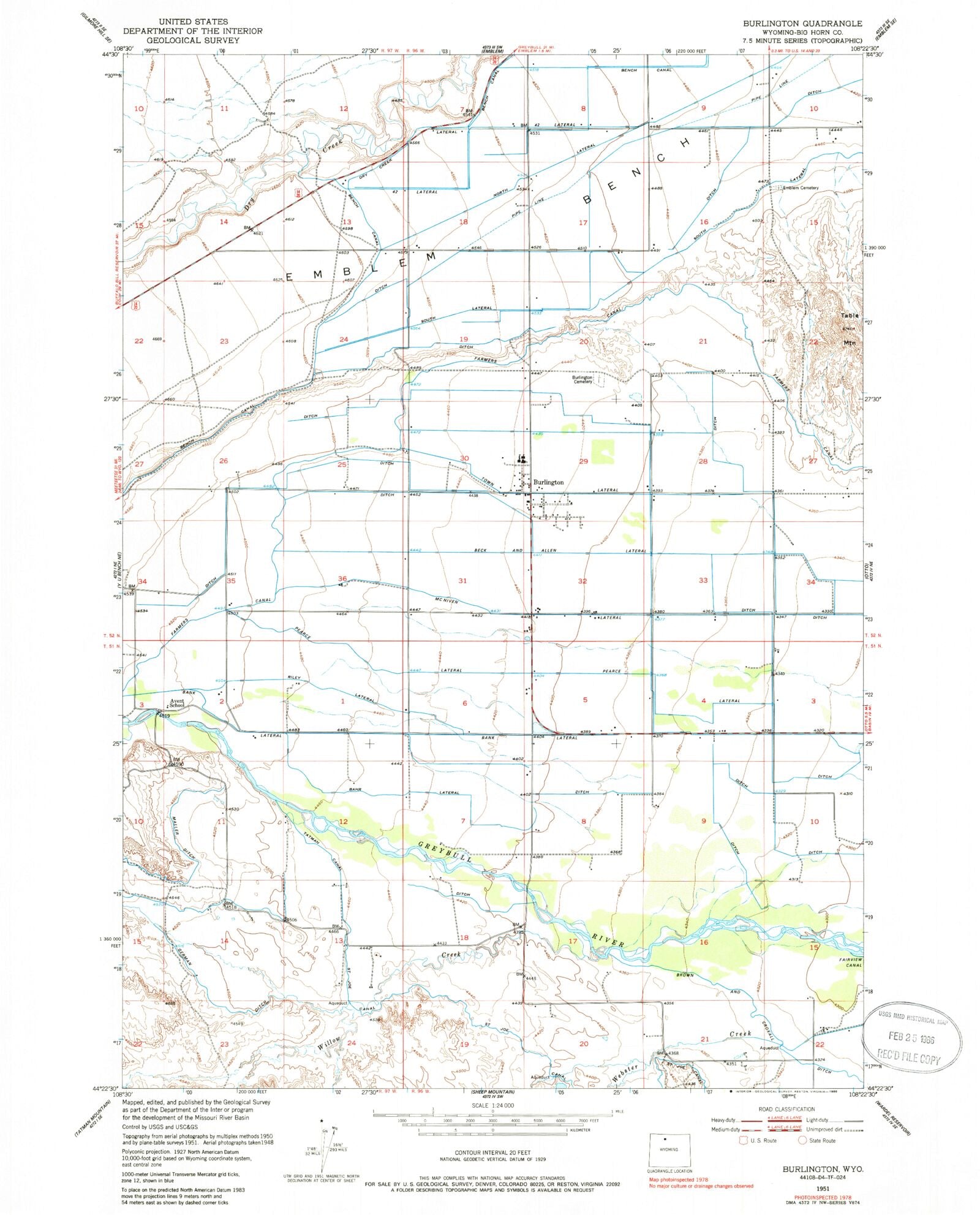 Classic USGS Burlington Wyoming 7.5'x7.5' Topo Map – MyTopo Map Store