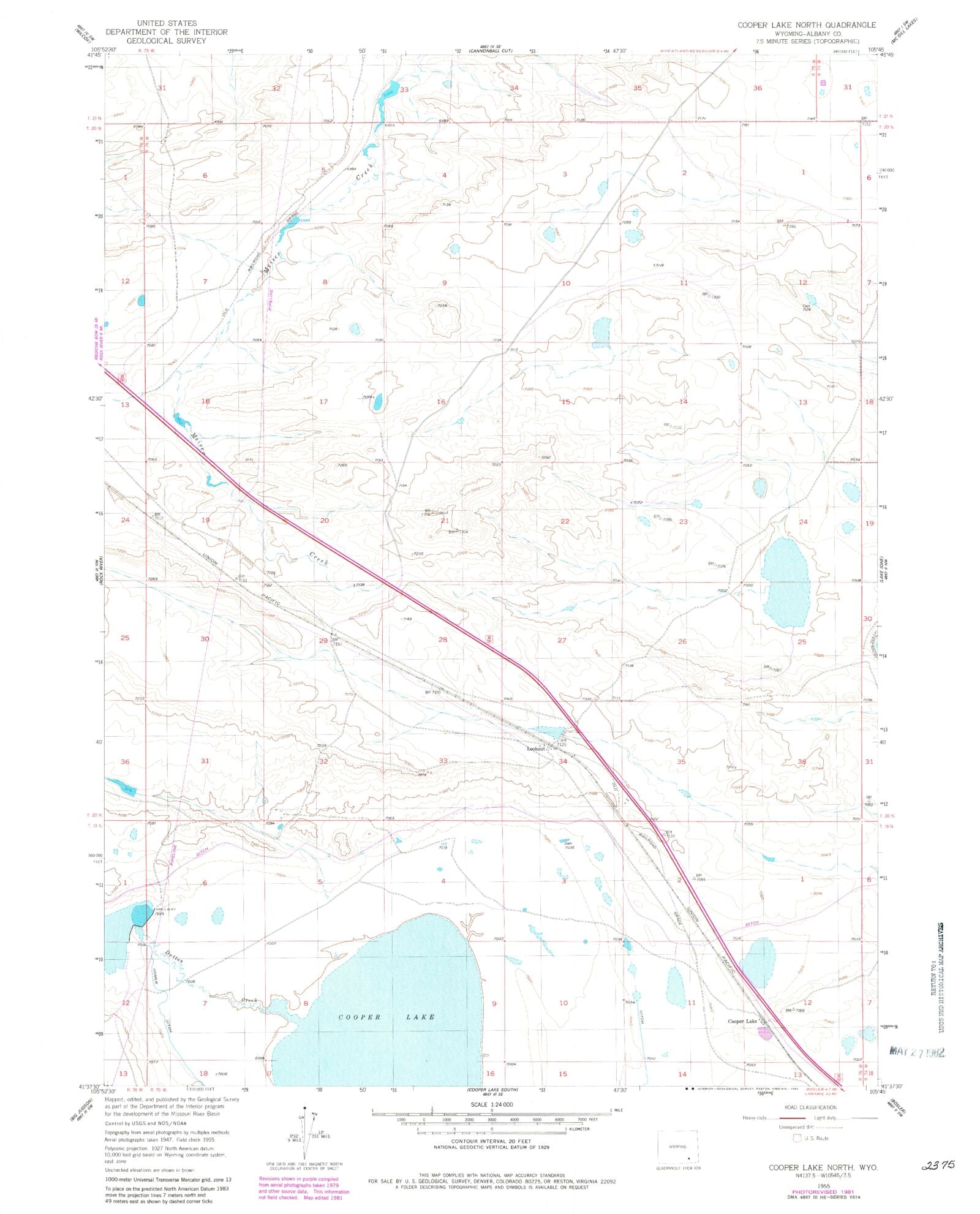 Classic USGS Cooper Lake North Wyoming 7.5'x7.5' Topo Map – MyTopo Map ...