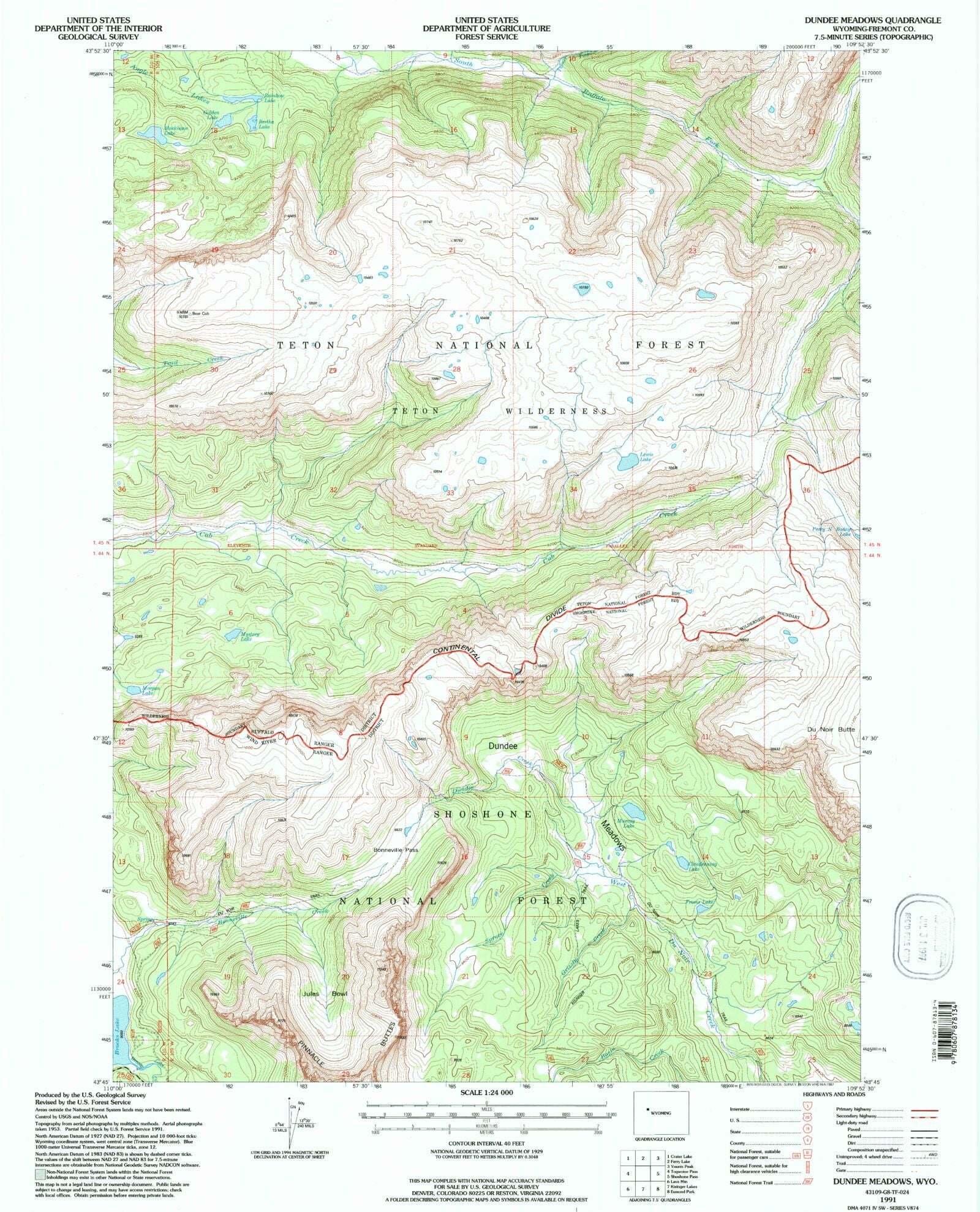 Classic USGS Dundee Meadows Wyoming 7.5'x7.5' Topo Map – MyTopo Map Store
