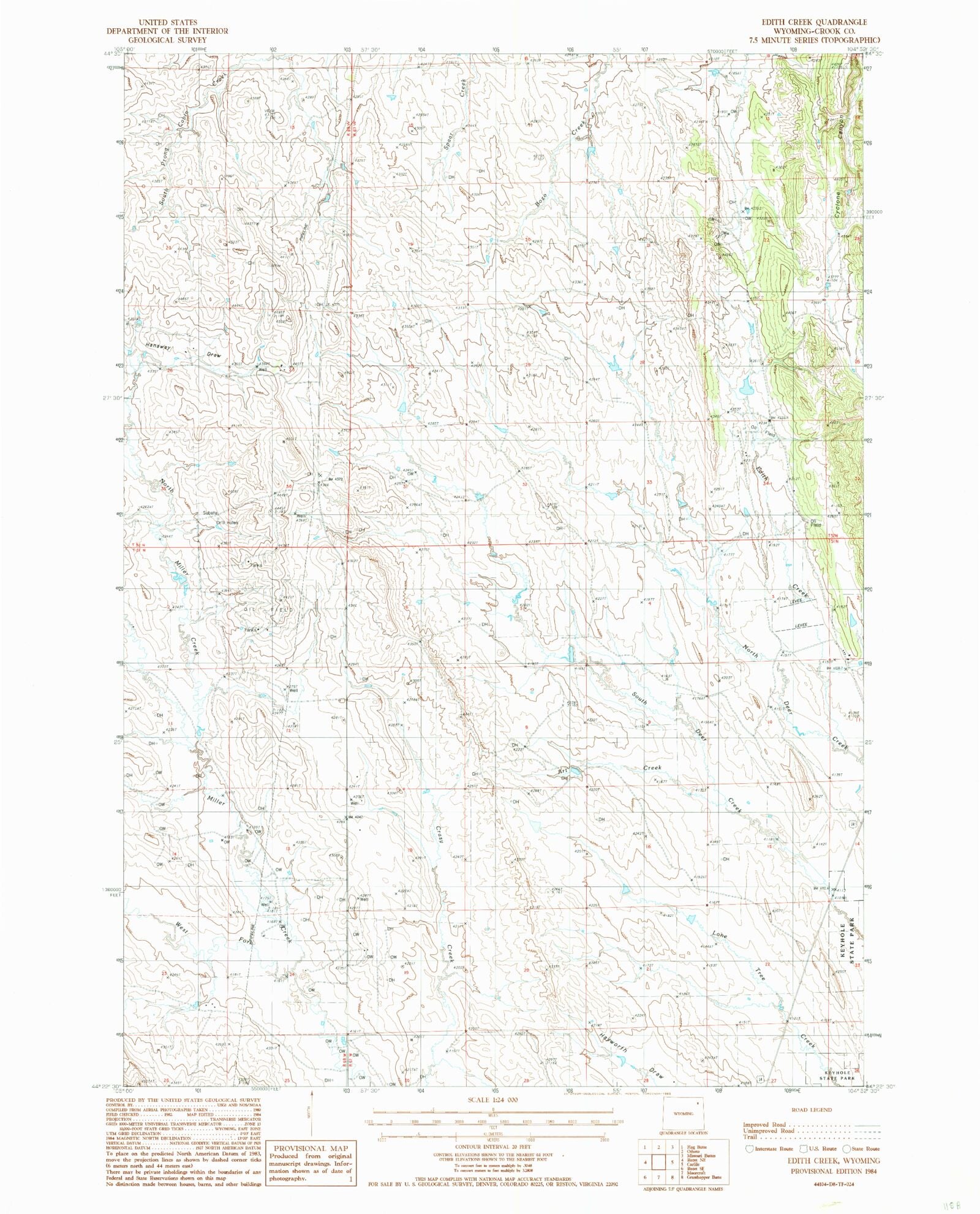 Classic USGS Edith Creek Wyoming 7.5'x7.5' Topo Map – MyTopo Map Store