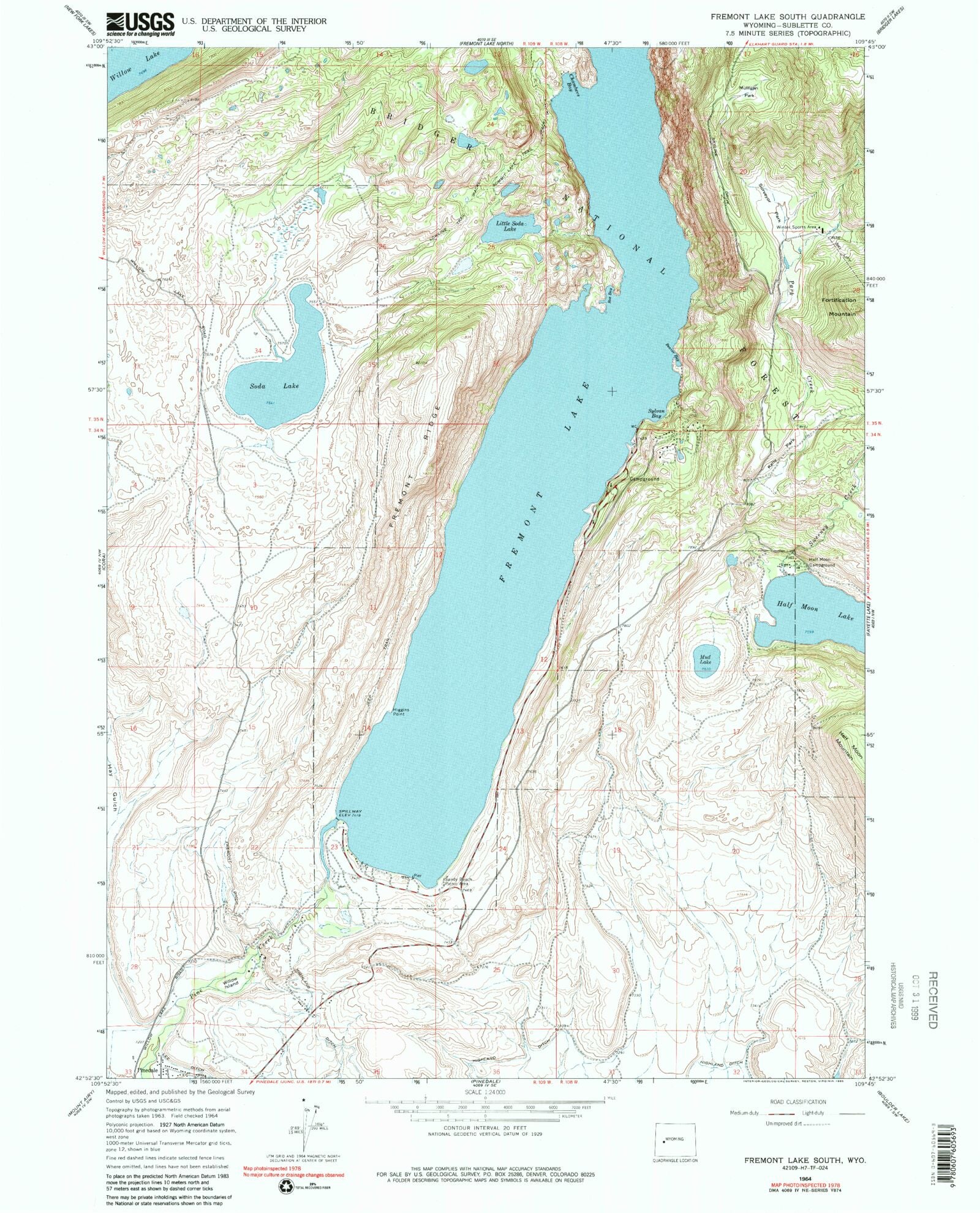 Classic USGS Fremont Lake South Wyoming 7.5'x7.5' Topo Map – MyTopo Map ...
