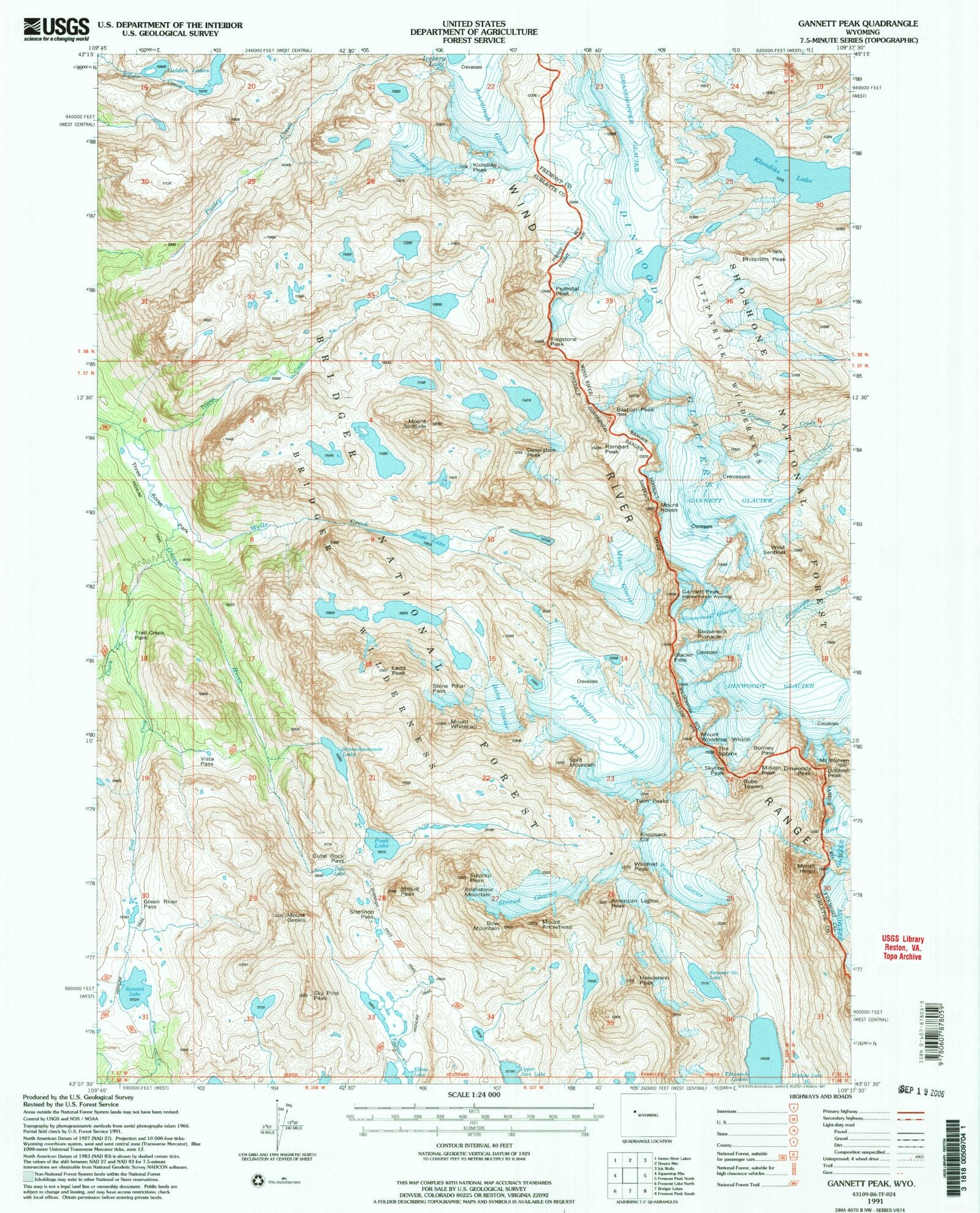 USGS Classic Gannett Peak Wyoming 7.5'x7.5' Topo Map – MyTopo Map Store