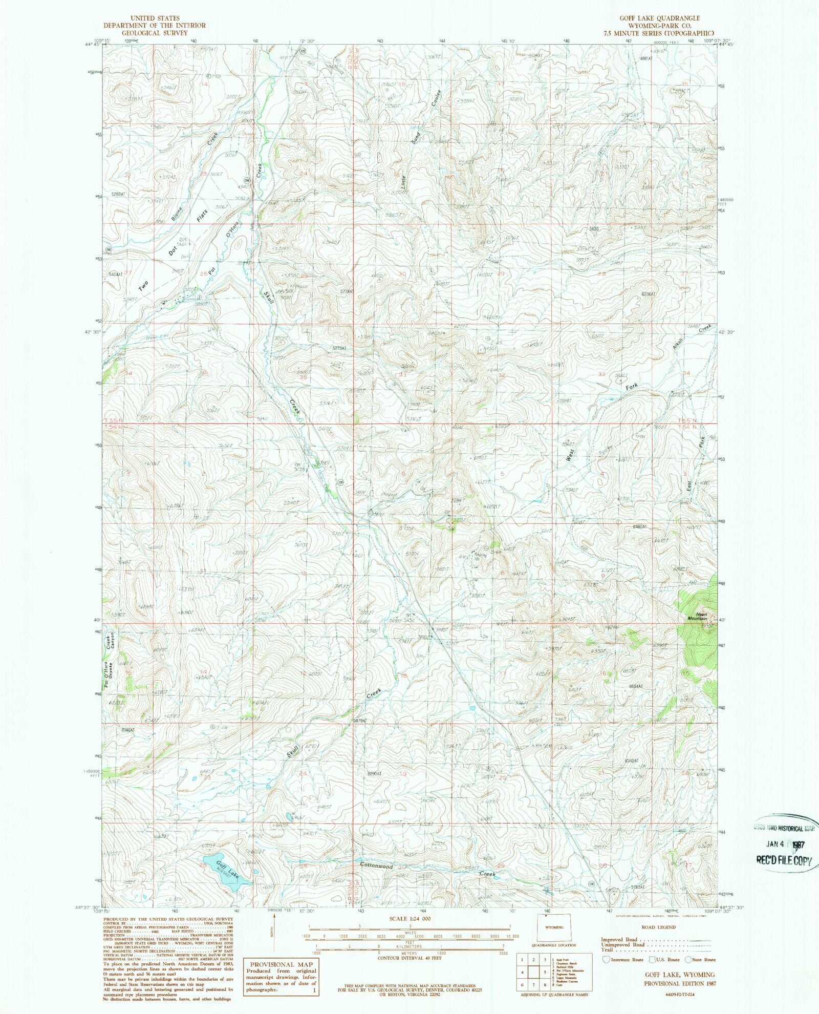 Classic USGS Goff Lake Wyoming 7.5'x7.5' Topo Map – MyTopo Map Store