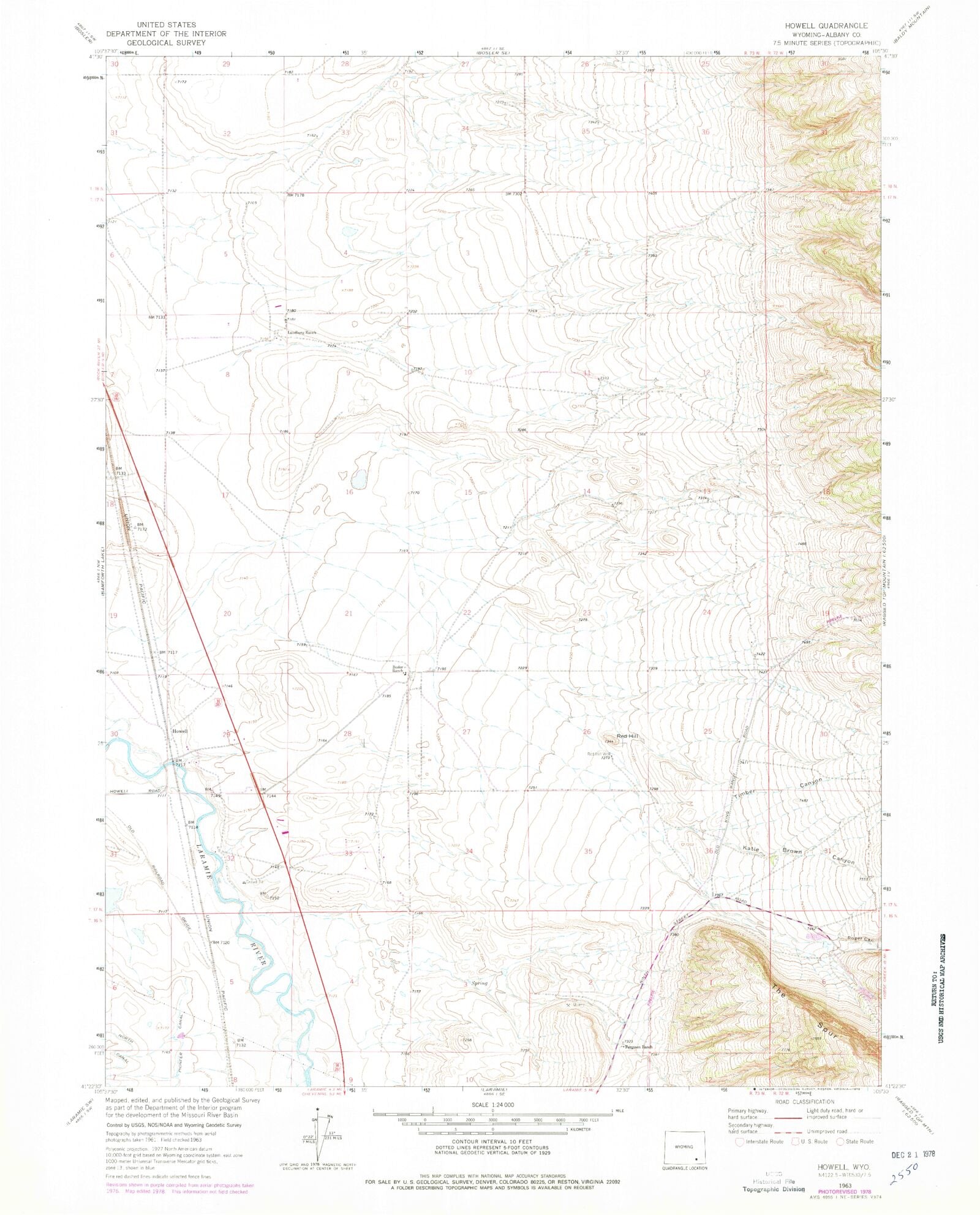Classic USGS Howell Wyoming 7.5'x7.5' Topo Map – MyTopo Map Store