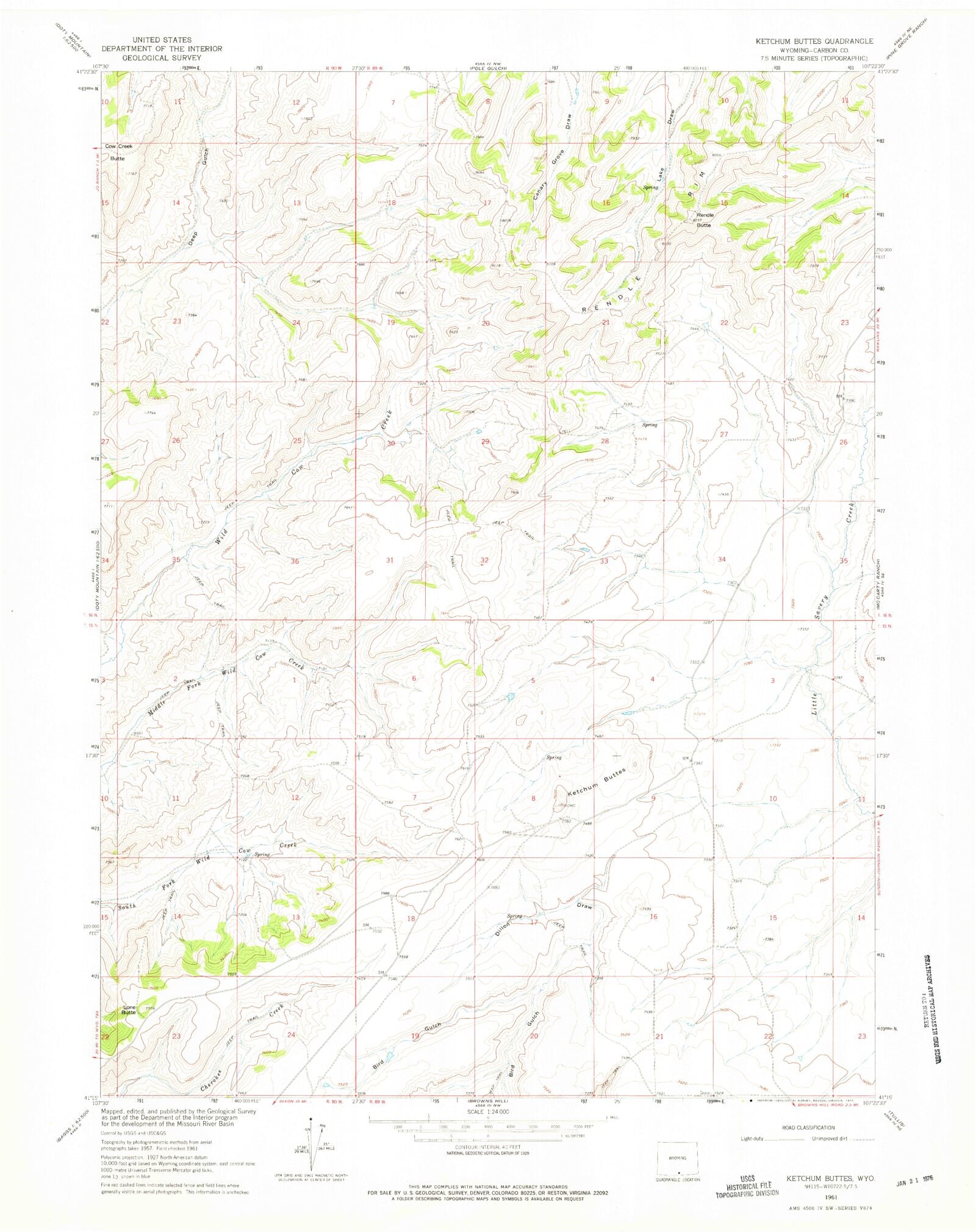 Classic USGS Ketchum Buttes Wyoming 7.5'x7.5' Topo Map – MyTopo Map Store