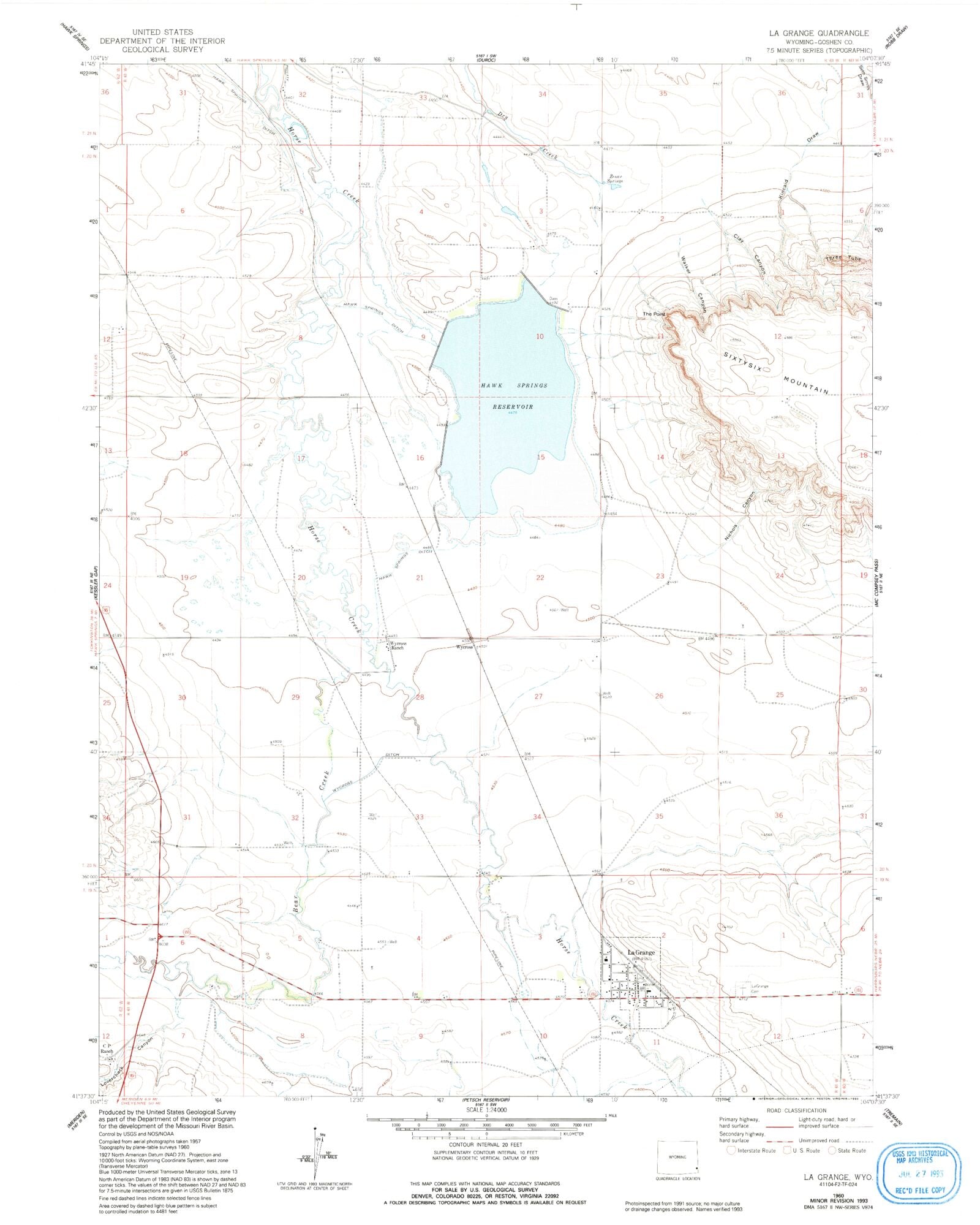 Classic USGS La Grange Wyoming 7.5'x7.5' Topo Map – MyTopo Map Store