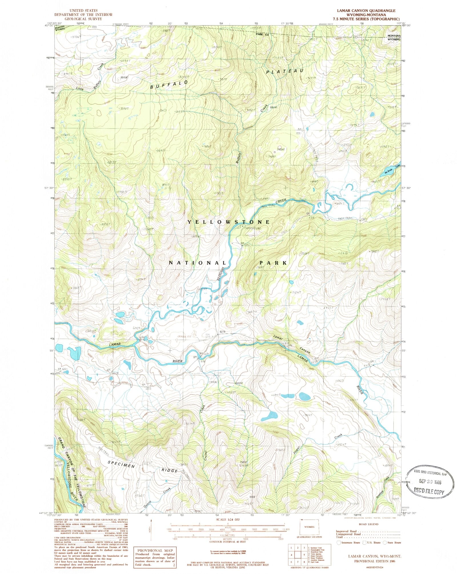 Classic USGS Lamar Canyon Wyoming 7.5'x7.5' Topo Map – MyTopo Map Store