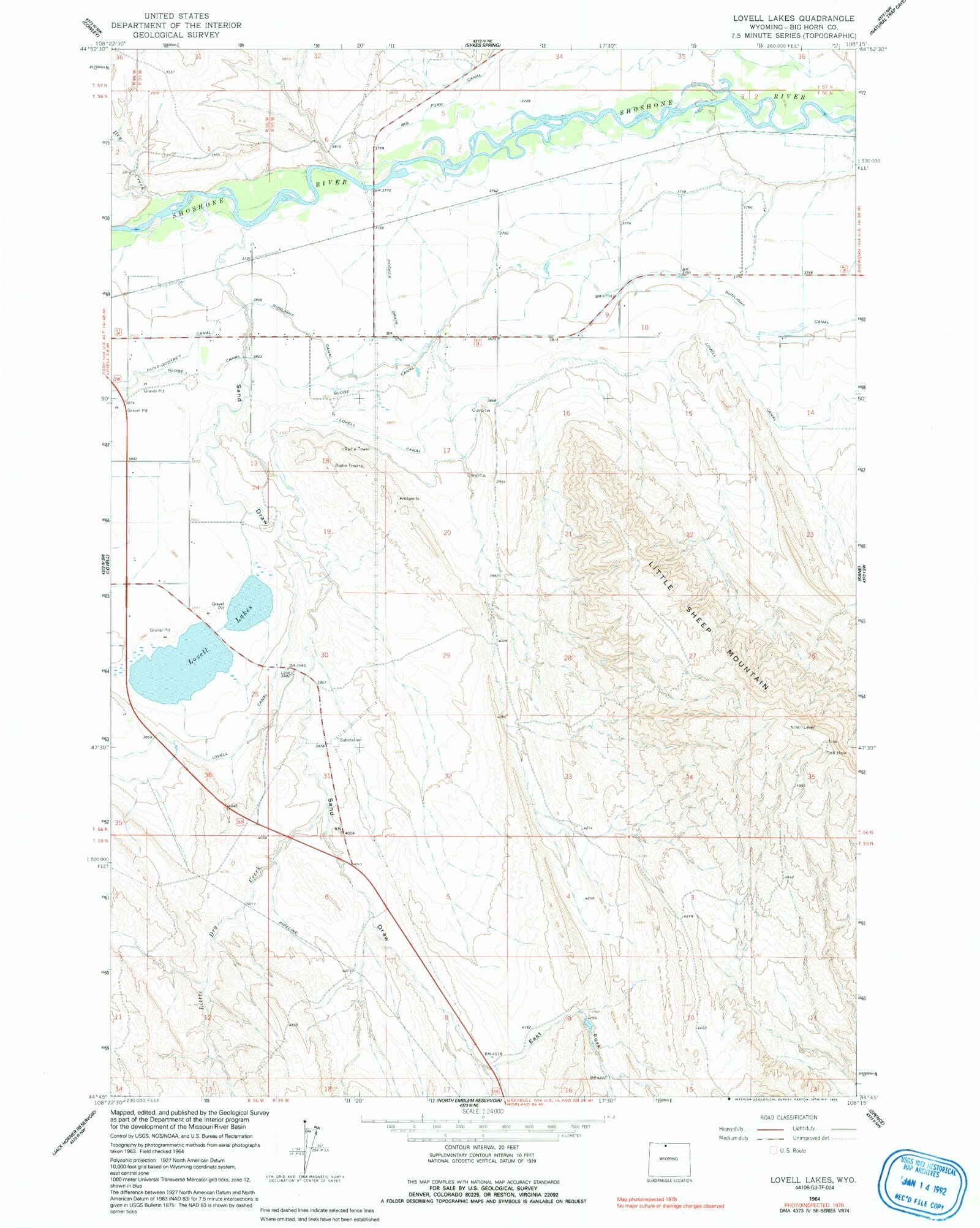 Classic USGS Lovell Lakes Wyoming 7.5'x7.5' Topo Map – MyTopo Map Store