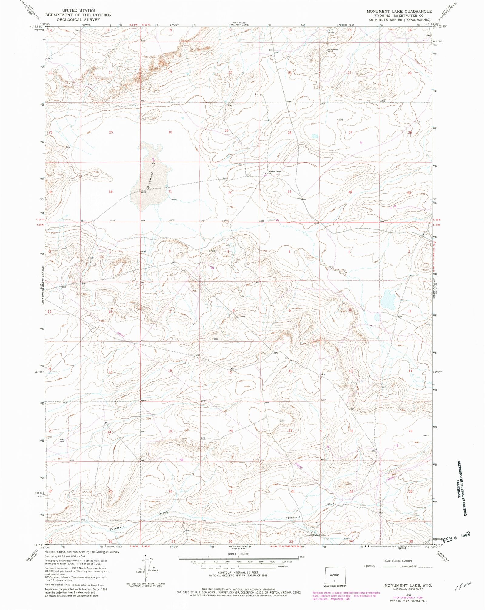 Classic USGS Monument Lake Wyoming 7.5'x7.5' Topo Map – MyTopo Map Store