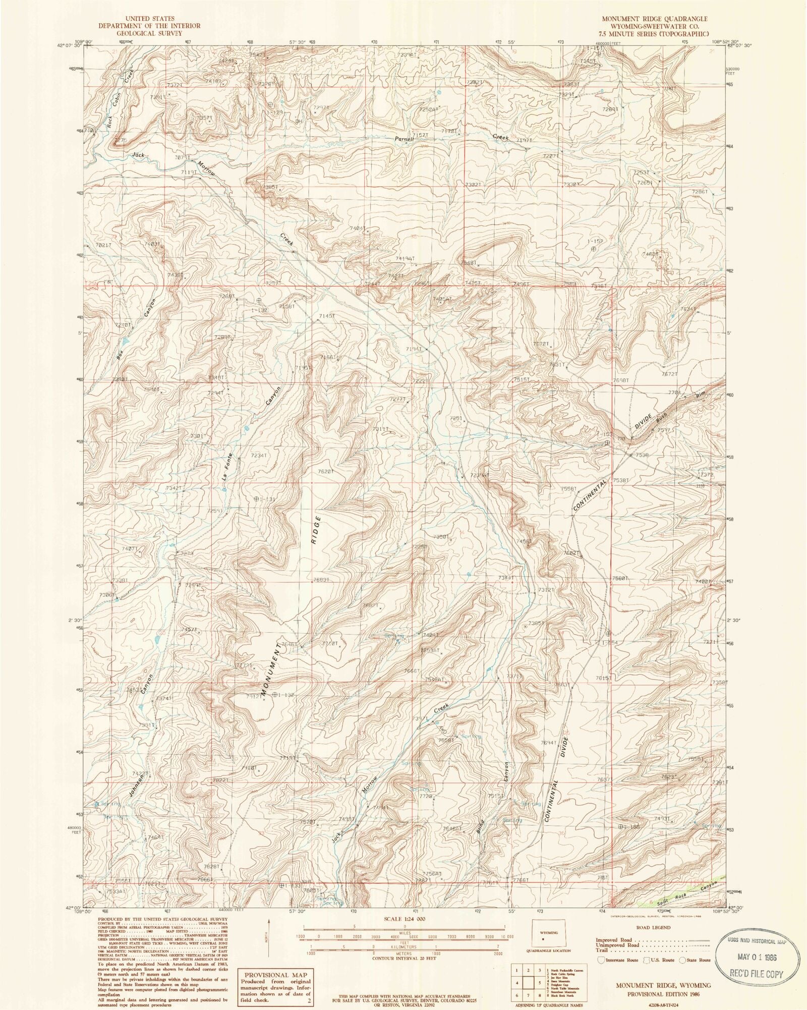 Classic USGS Monument Ridge Wyoming 7.5'x7.5' Topo Map – MyTopo Map Store
