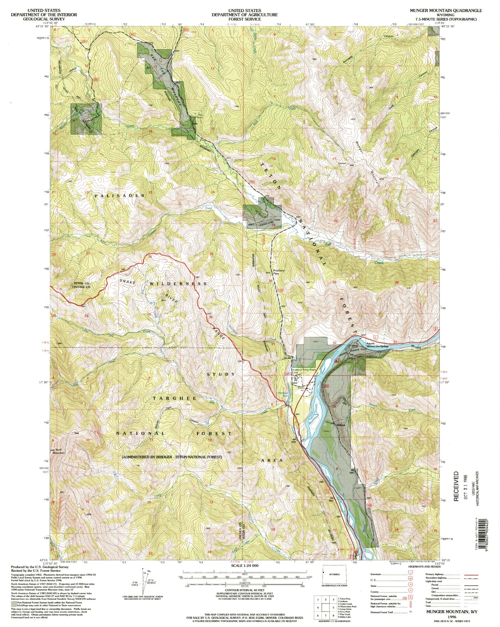 Classic USGS Munger Mountain Wyoming 7.5'x7.5' Topo Map – MyTopo Map Store