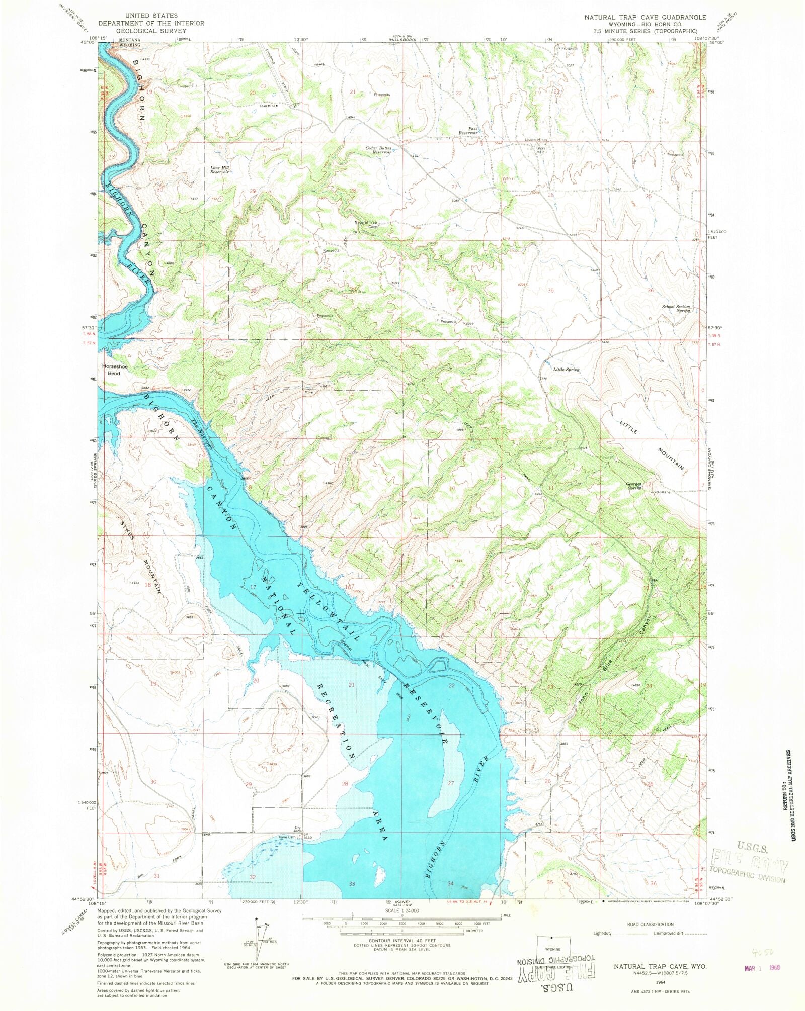 Classic USGS Natural Trap Cave Wyoming 7.5'x7.5' Topo Map – MyTopo Map ...