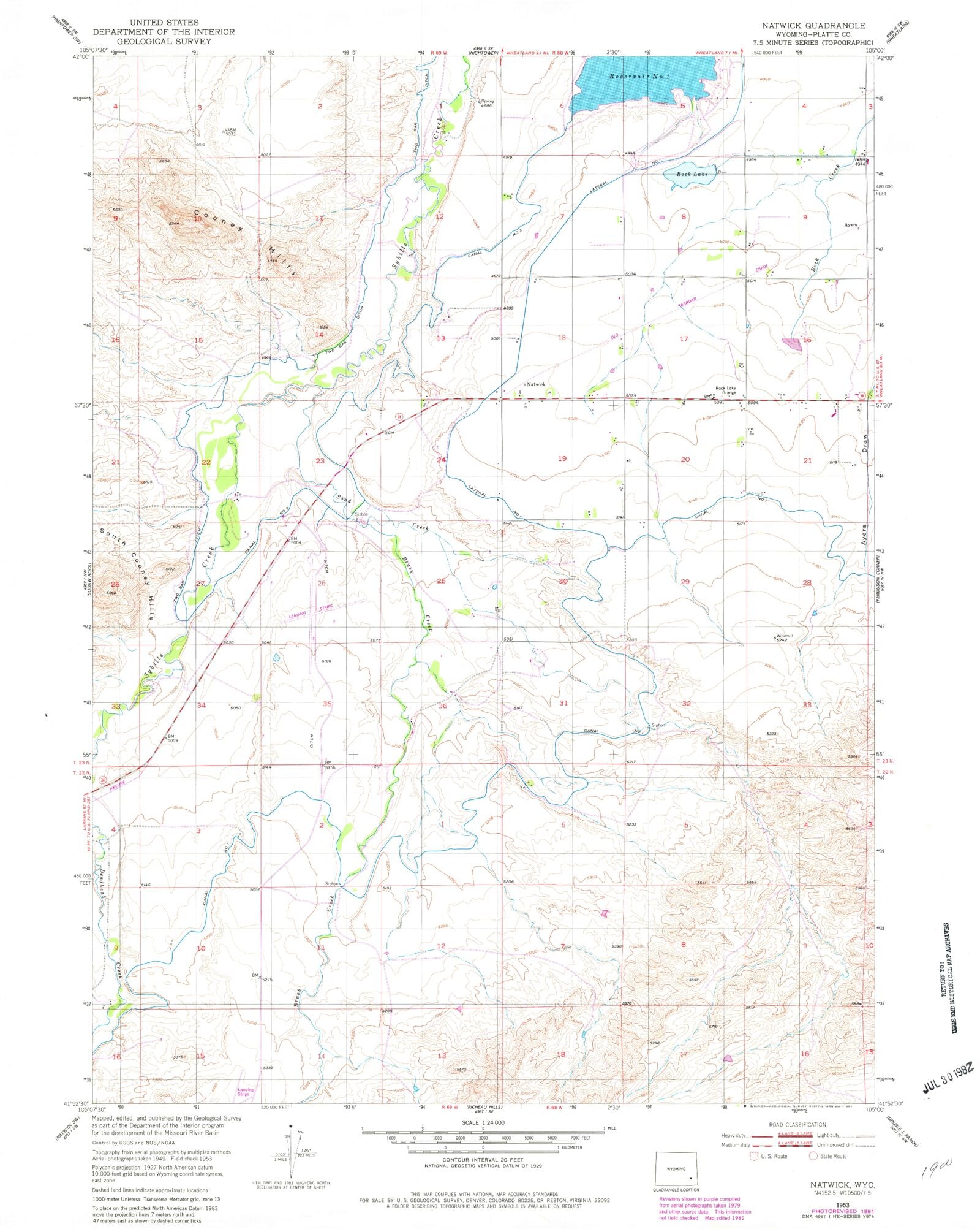 Classic USGS Natwick Wyoming 7.5'x7.5' Topo Map – MyTopo Map Store