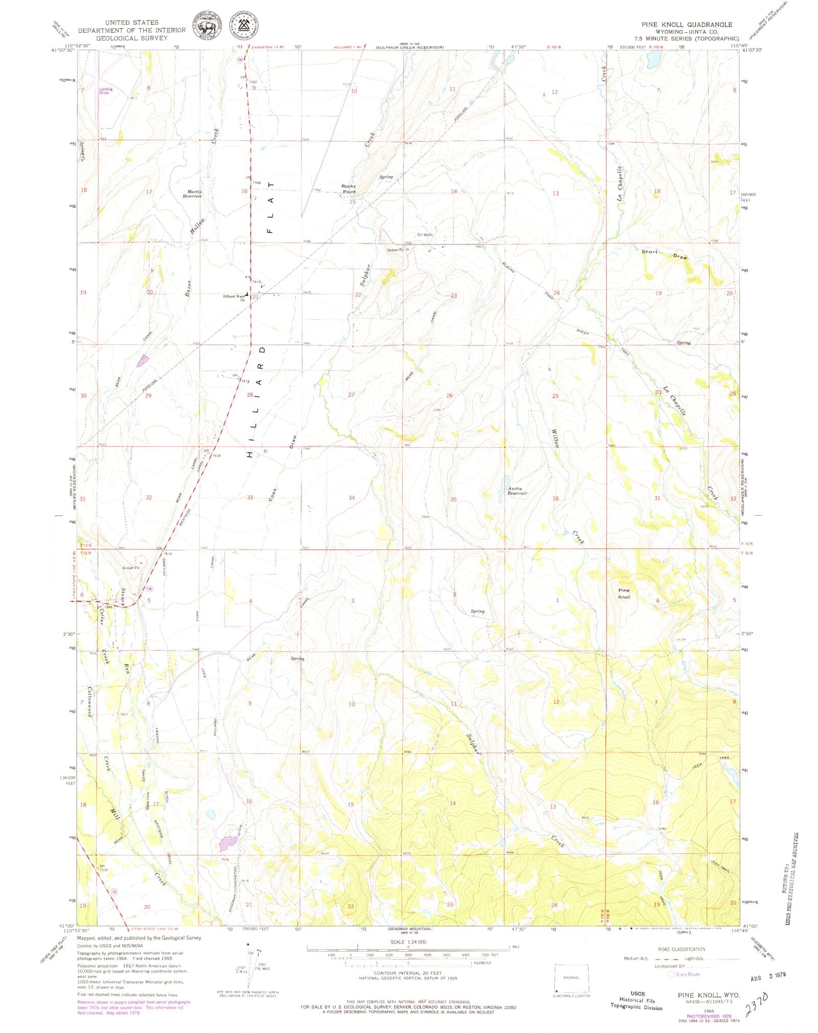 Classic USGS Pine Knoll Wyoming 7.5'x7.5' Topo Map – MyTopo Map Store