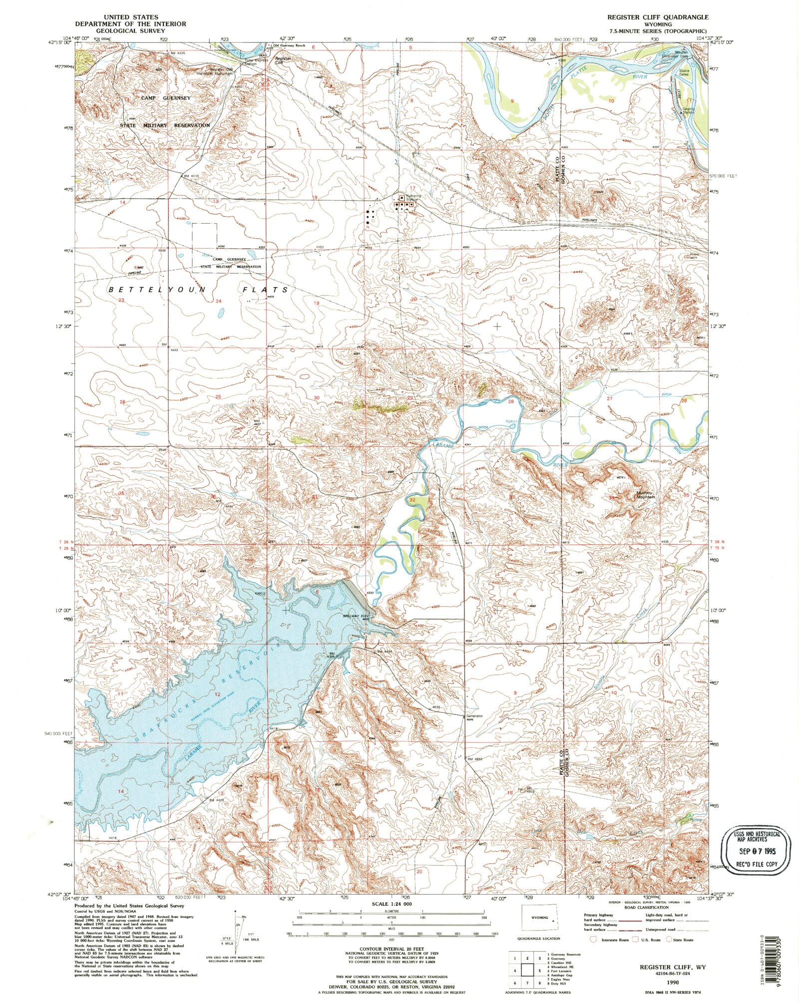 Classic USGS Register Cliff Wyoming 7.5'x7.5' Topo Map – MyTopo Map Store