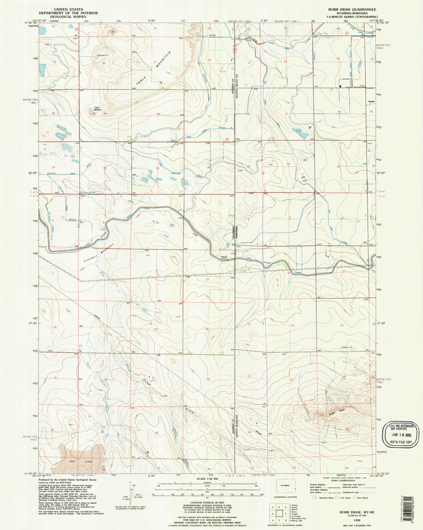 Classic USGS Robb Draw Wyoming 7.5'x7.5' Topo Map – MyTopo Map Store