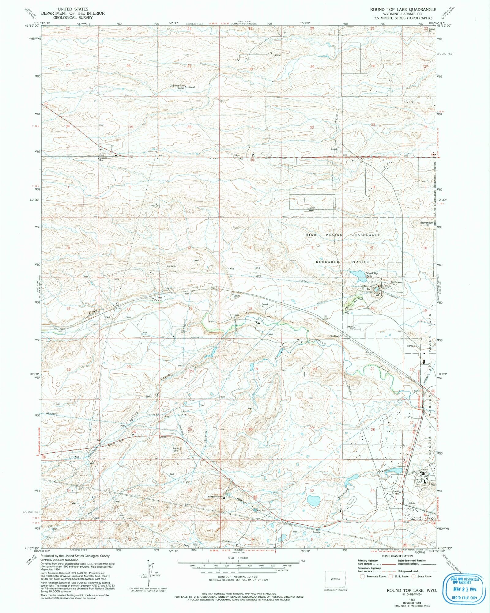 Classic USGS Round Top Lake Wyoming 7.5'x7.5' Topo Map – MyTopo Map Store