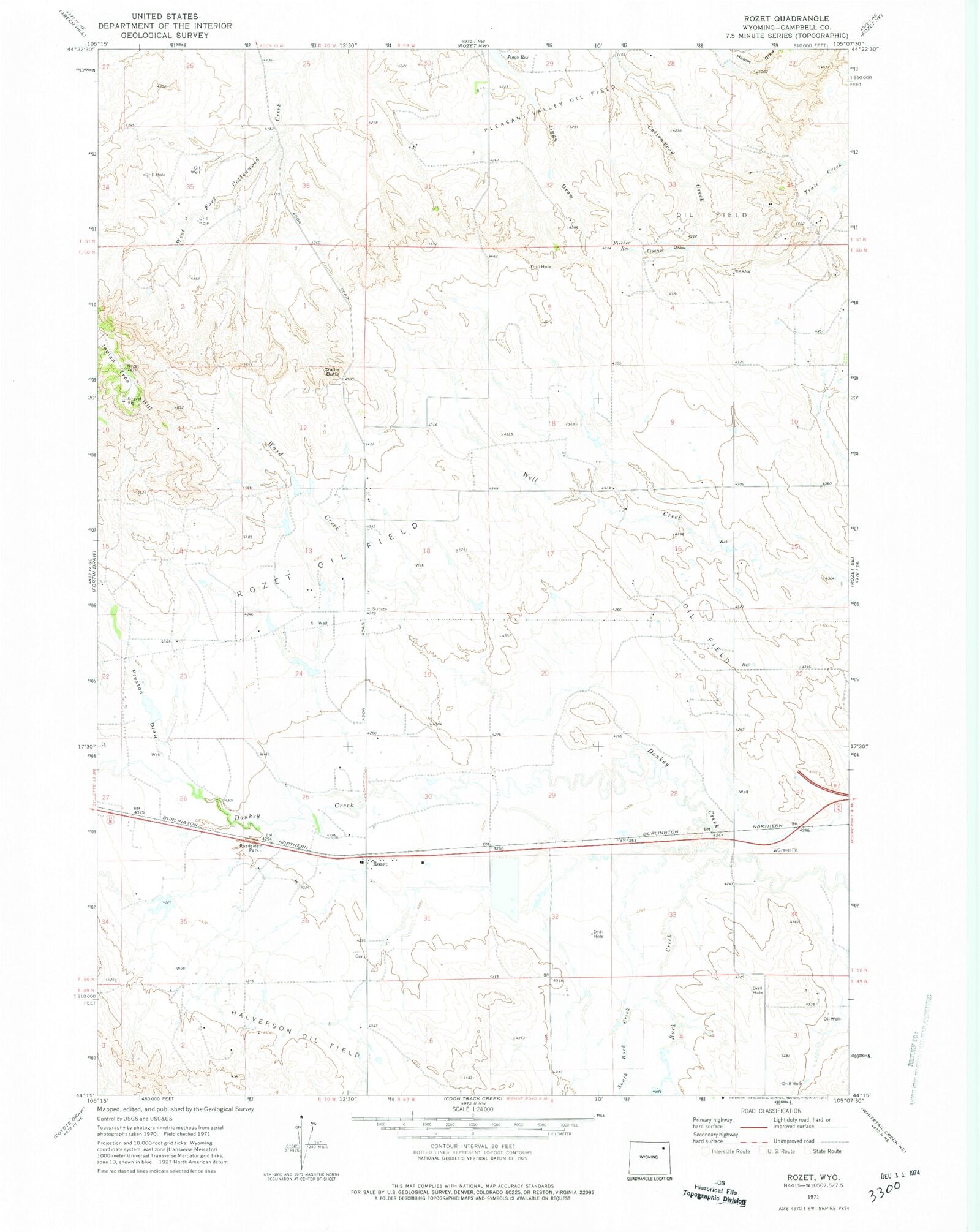 Classic USGS Rozet Wyoming 7.5'x7.5' Topo Map – MyTopo Map Store
