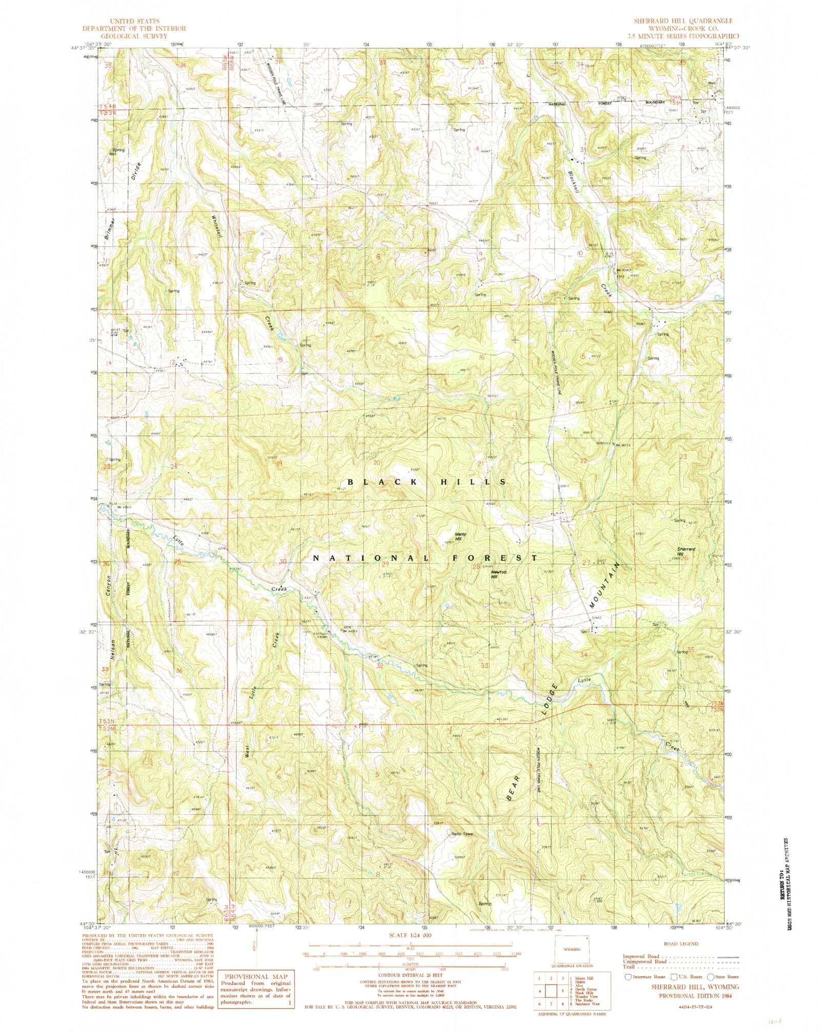 Classic USGS Sherrard Hill Wyoming 7.5'x7.5' Topo Map – MyTopo Map Store