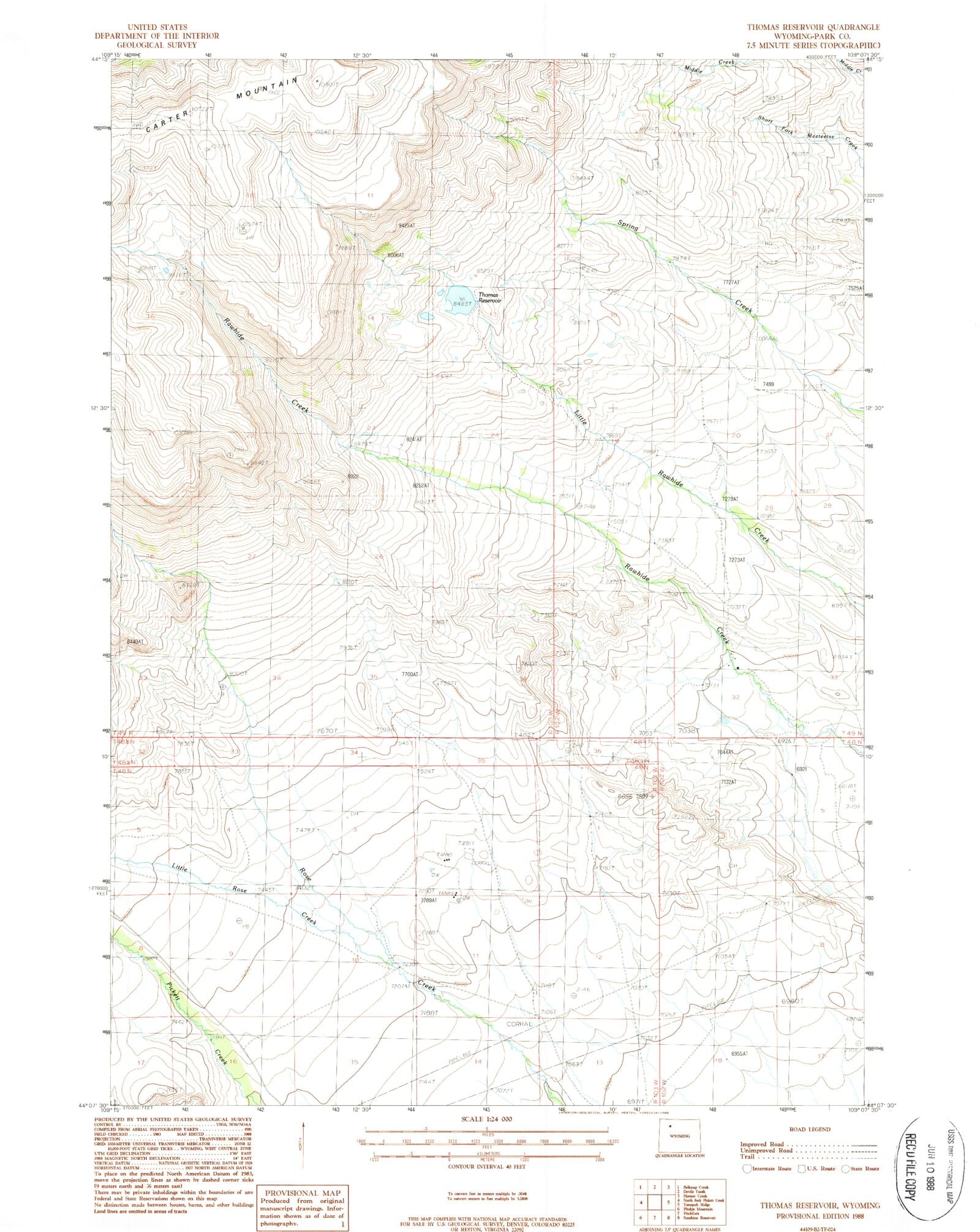 Classic USGS Thomas Reservoir Wyoming 7.5'x7.5' Topo Map – MyTopo Map Store